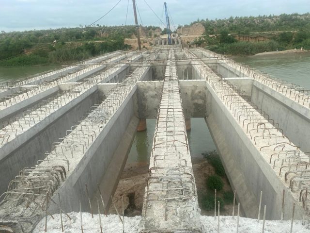 The construction of Chak Basawa Bridge is in progress